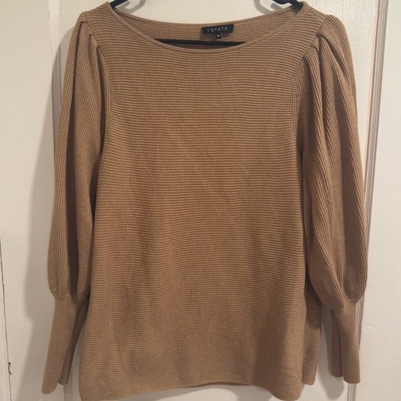 1. State | Sweaters | State Tan Ribbed Sweater With Puff Sleeves | Poshmark